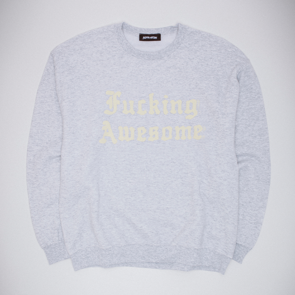 FA Ancient Script Crew Sweat - Grey Heather – Dogfish Menswear